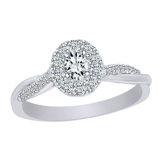 AFFY 3/8 Carat Oval & Round Shape White Natural Diamond Twisted ...