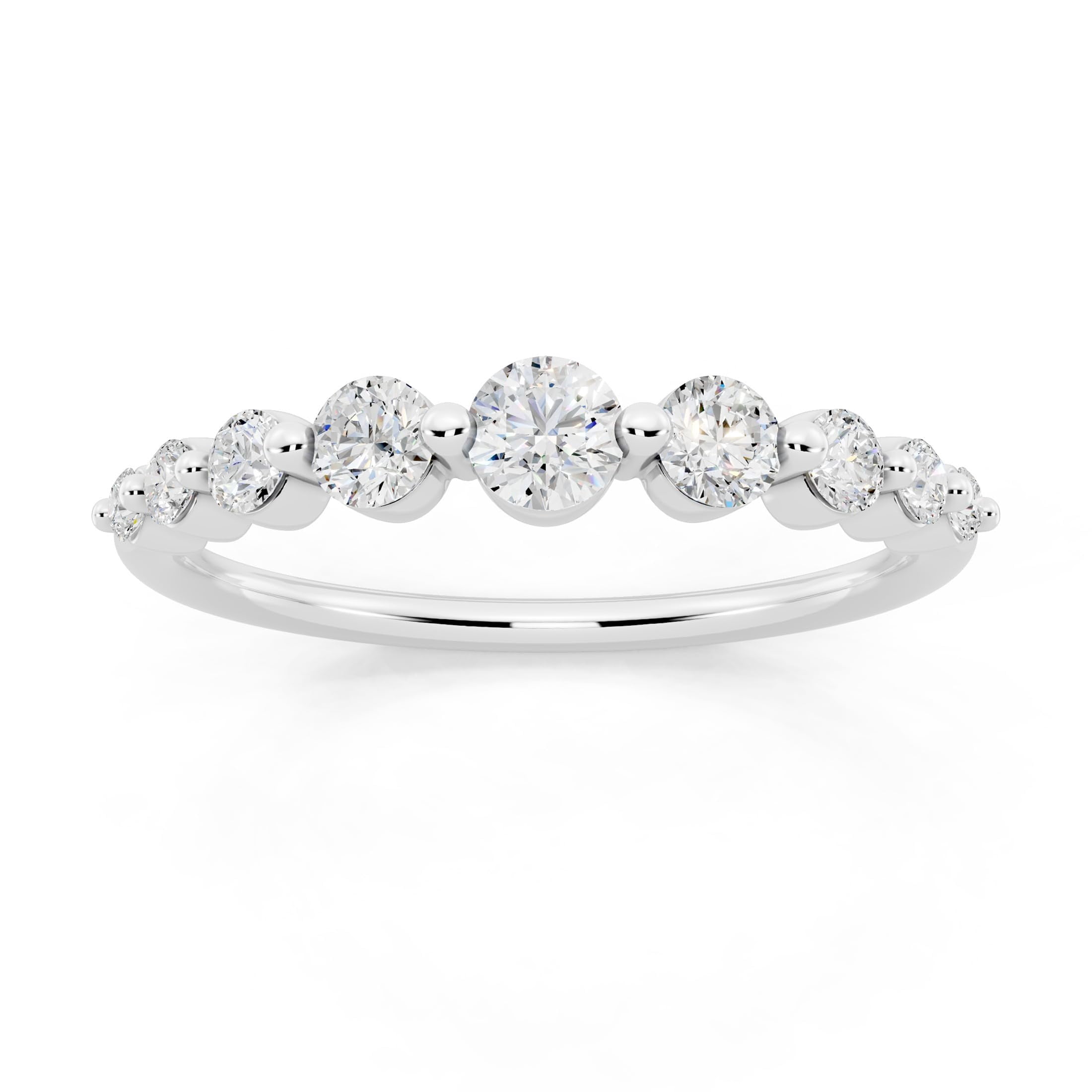 3/8 Carat Round Moissanite Wedding Bands Ring for Women in 14K White ...