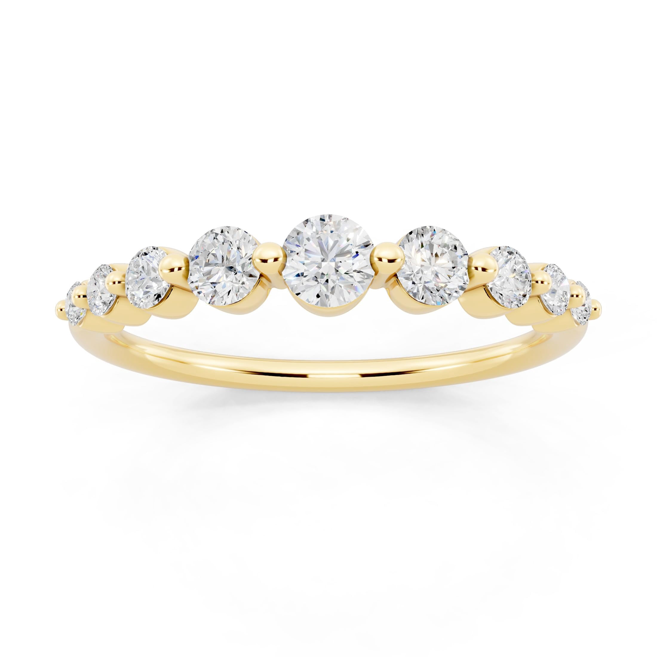 3/8 Carat Round Moissanite Wedding Bands Ring for Women in 14K Yellow ...