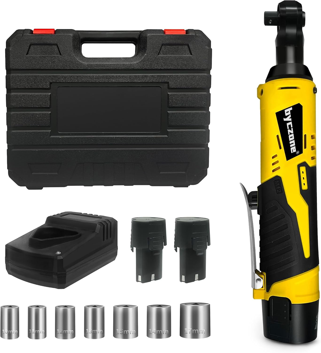 3/8” Cordless Electric Ratchet Wrench, 12V Power Socket Wrench ...