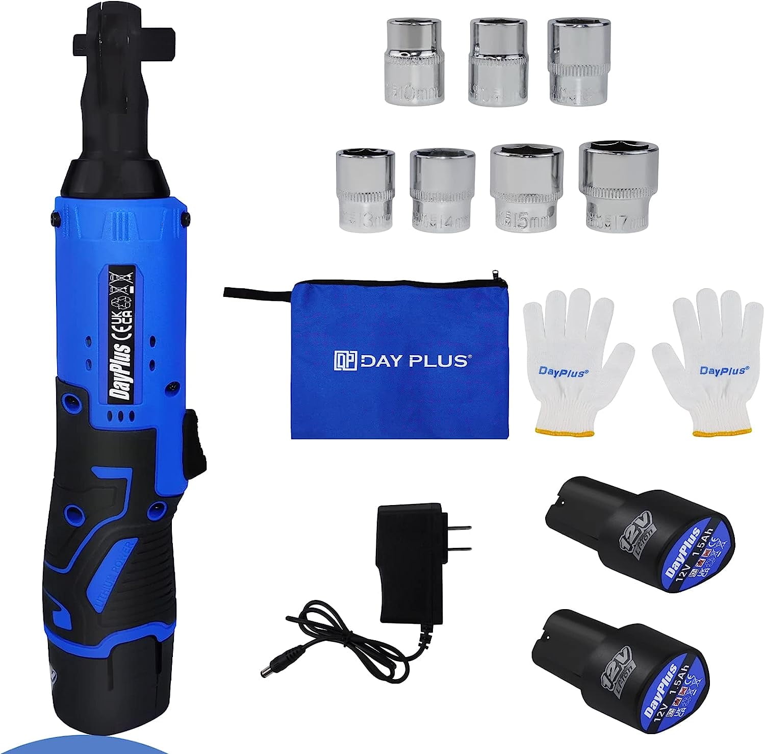 3/8" Cordless Electric Ratchet Wrench Set, 12V Power Tool Electric ...