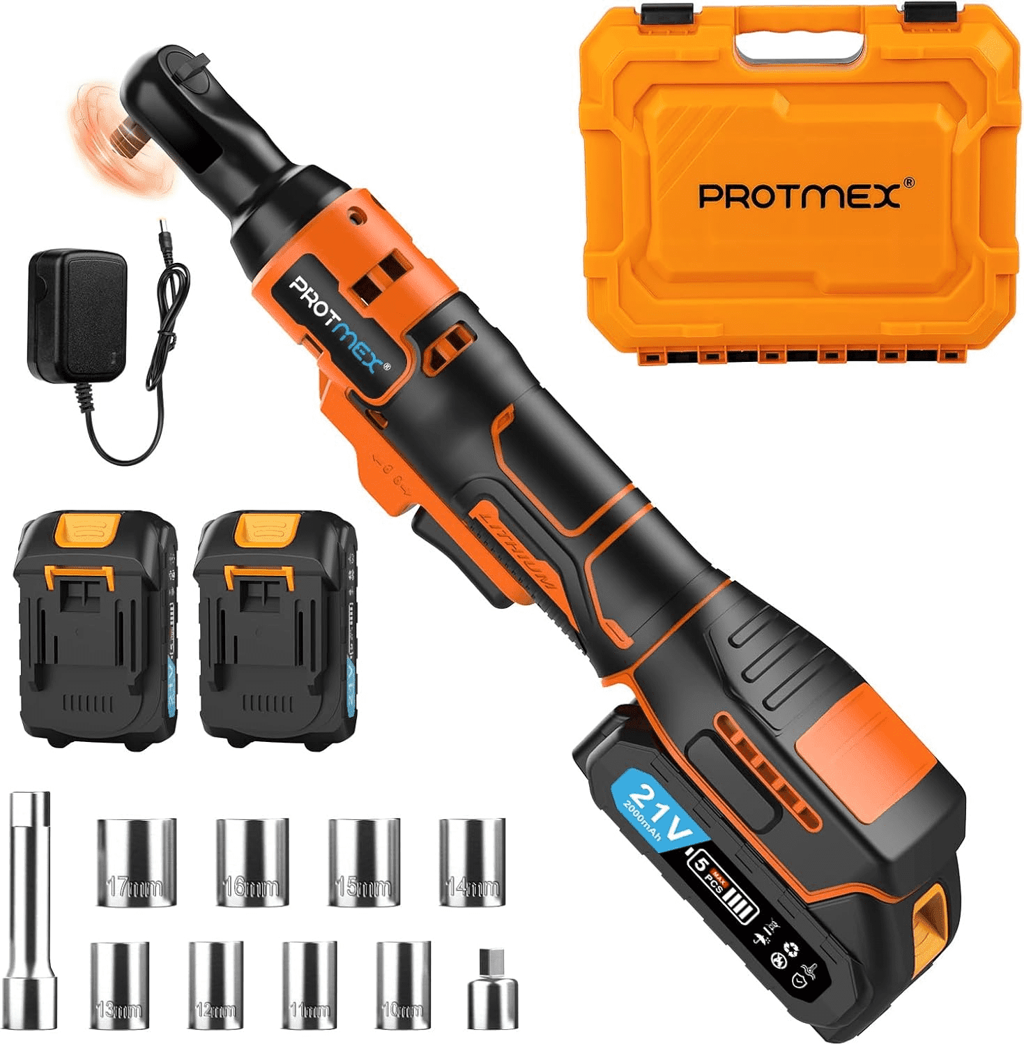 3/8'' Cordless Ratchet Wrench, 60FT-LBS (80N.m) Electric Ratchet with ...