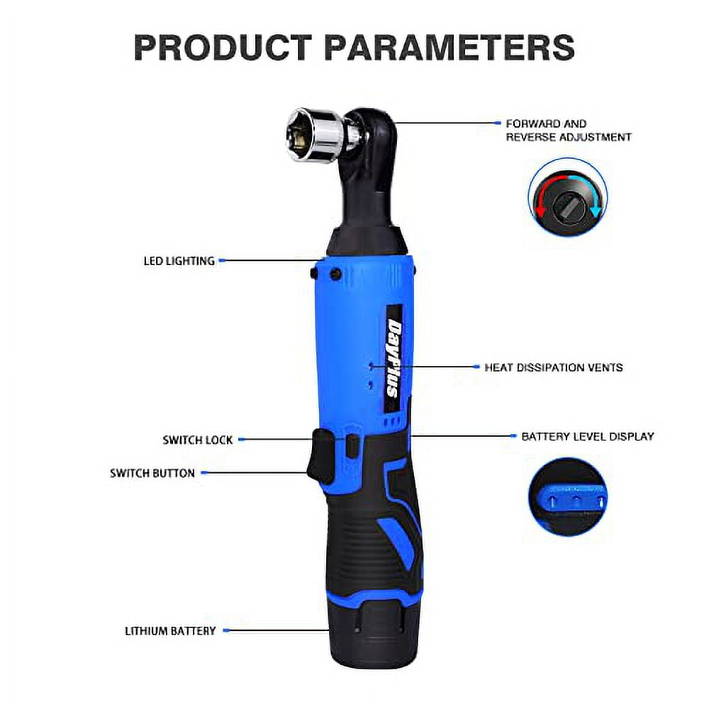 3/8" Cordless Ratchet Wrench Set, 12V Electric Ratchet Tool Kit With 2 ...