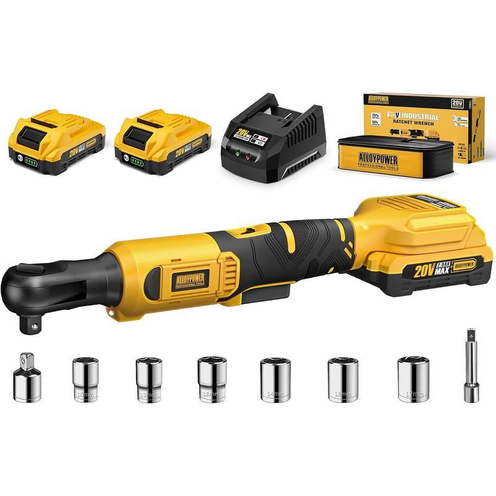 3/8" Cordless Ratchet Wrench Set, 60FT-LBS(80N.m) Electric Ratchet, 12V ...