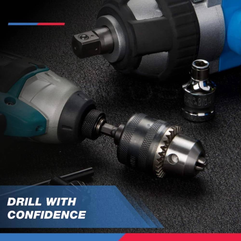 3/8" Drill Chuck Adapter 1/4 Inch Quick Change Shank Includes 1/2-Inch ...