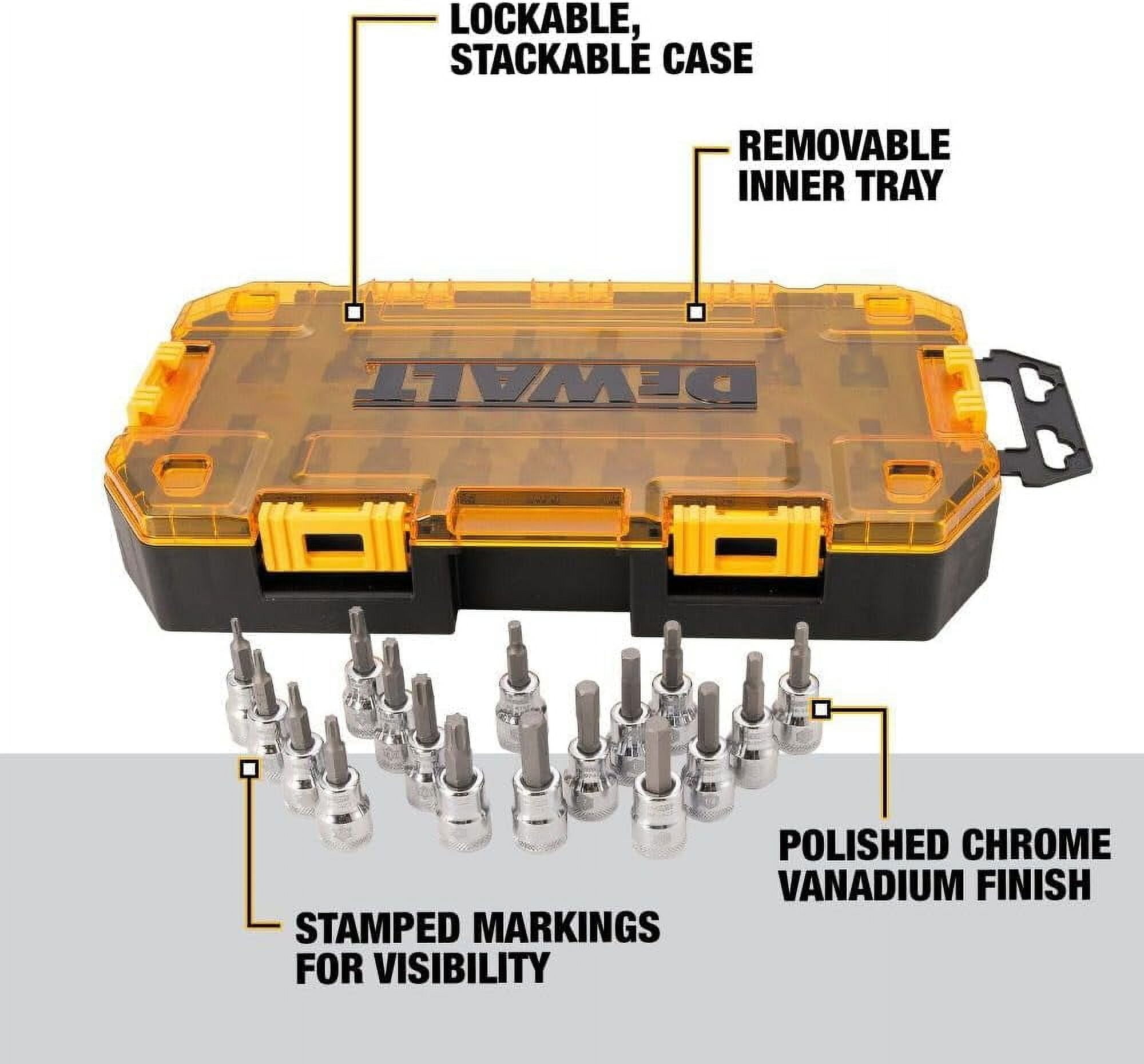 3/8" Drive Bit Socket Set, SAE/Metric, 17-Piece with Lockable Stacking ...