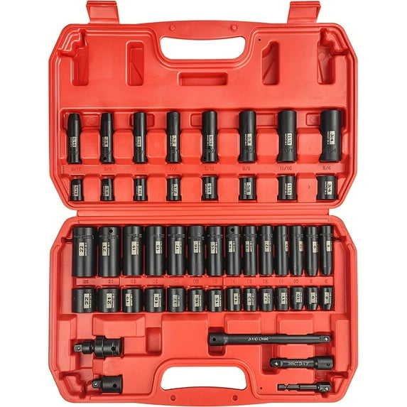 3/8" Drive Impact Socket Set (3/30/49pcs) - SAE/Metric, Deep/Shallow ...
