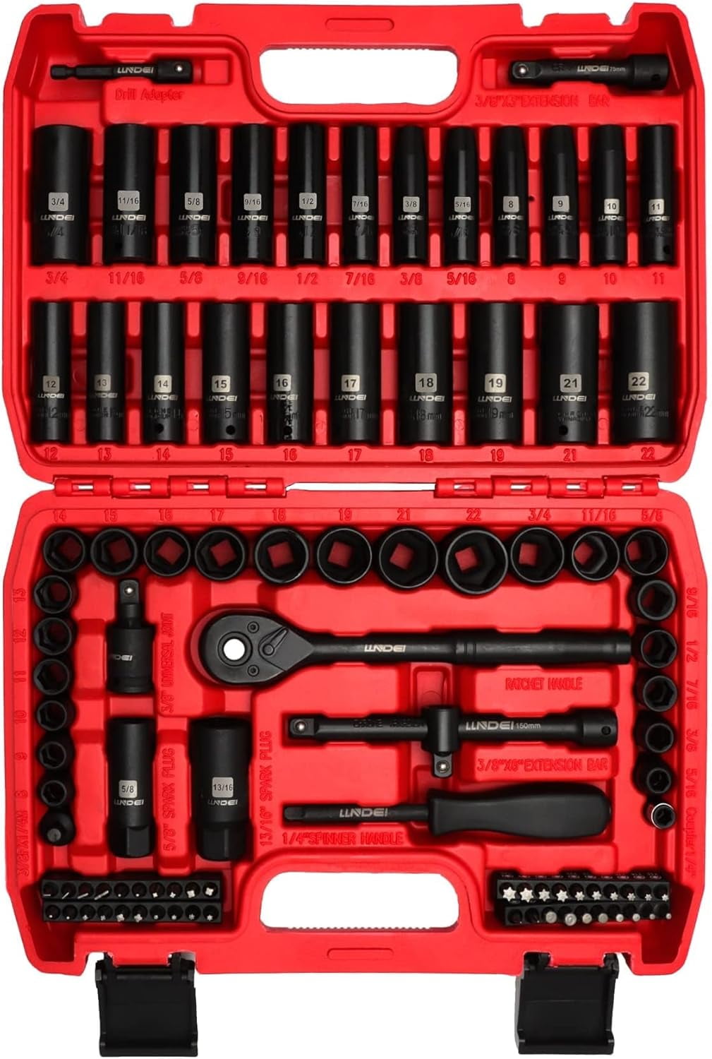 3/8”Drive Impact Socket Set,Standard SAE(5/16 to 3/4-Inch) Metric Size ...