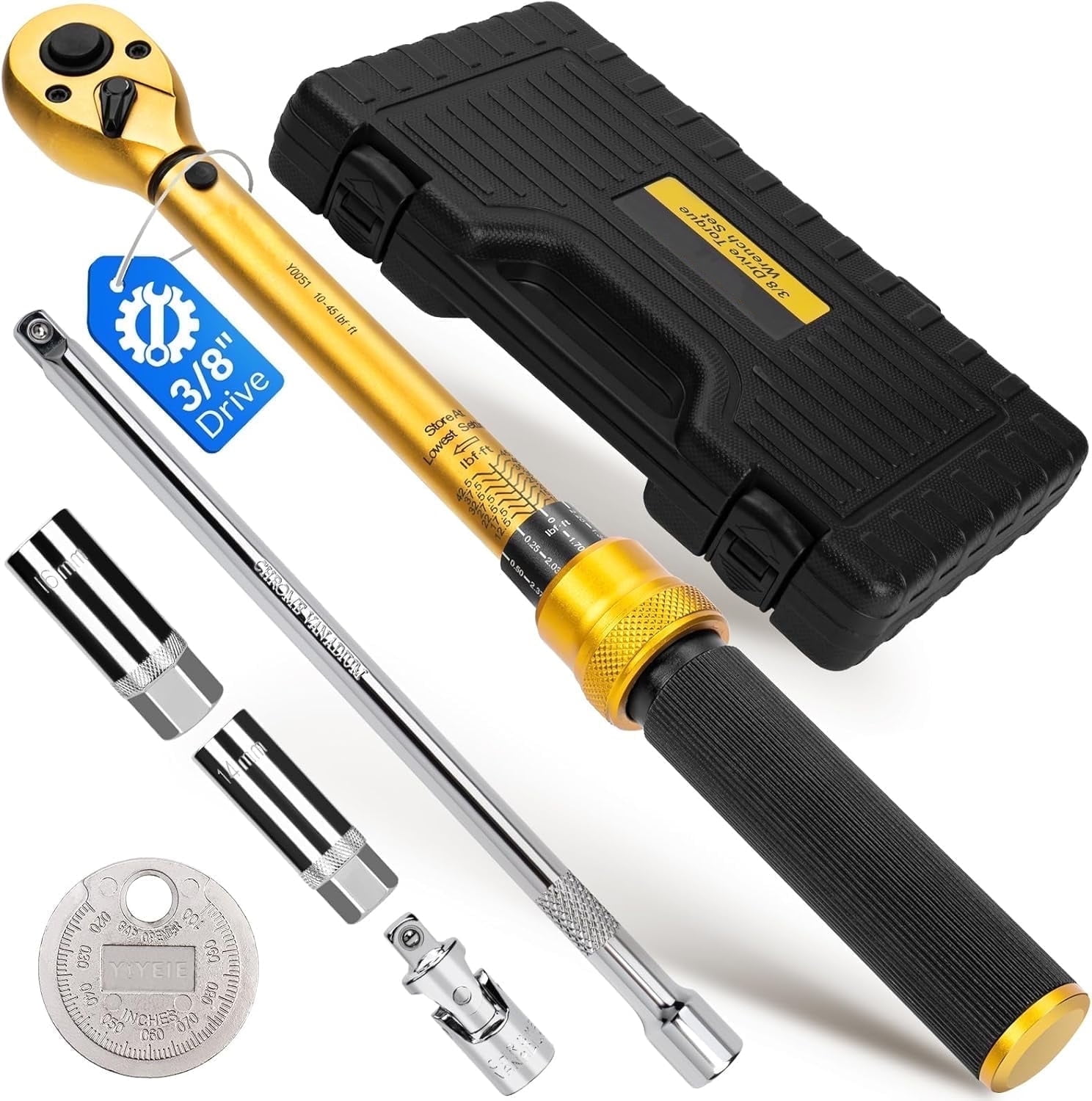 3/8 Inch Set Click Torque Wrench, 10-45 FT.LB (13.6-61Nm), 10in ...