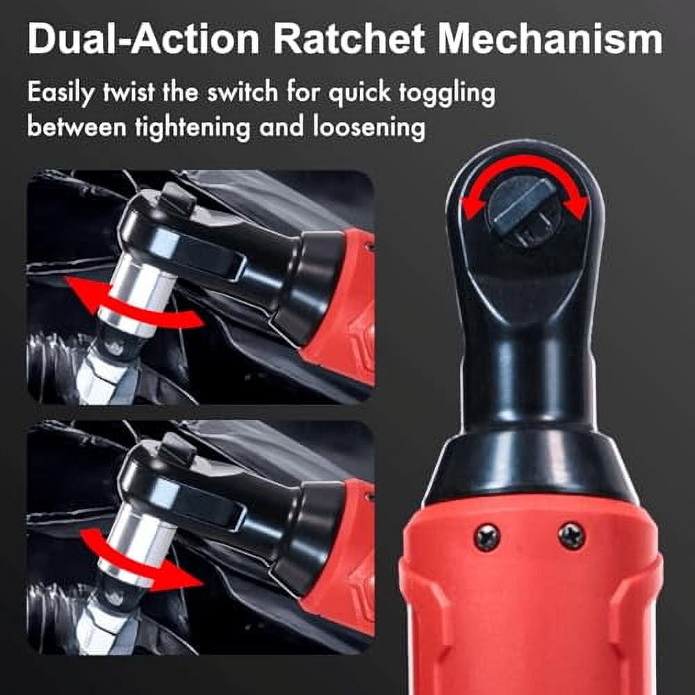 3/8" Electric Ratchet, 12V Cordless Ratchet Wrench, 380RPM Battery ...
