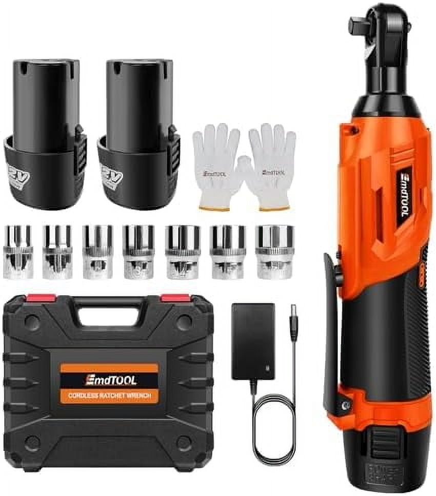 3/8" Electric Ratchet Wrench, 300 RPM 12V Cordless Battery Powered ...