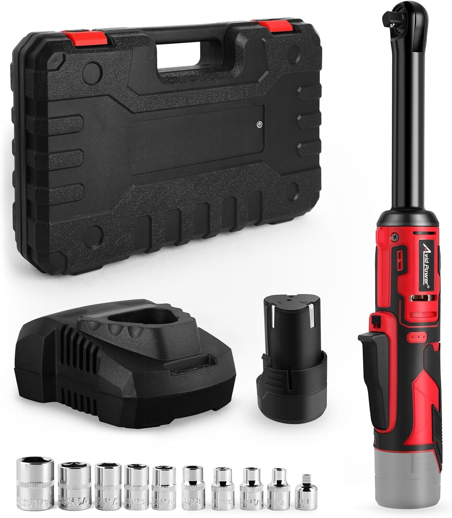 3/8" Extended Cordless Ratchet Wrench, 60N.m(44.2 Ft-lbs) 12V Ratchet ...