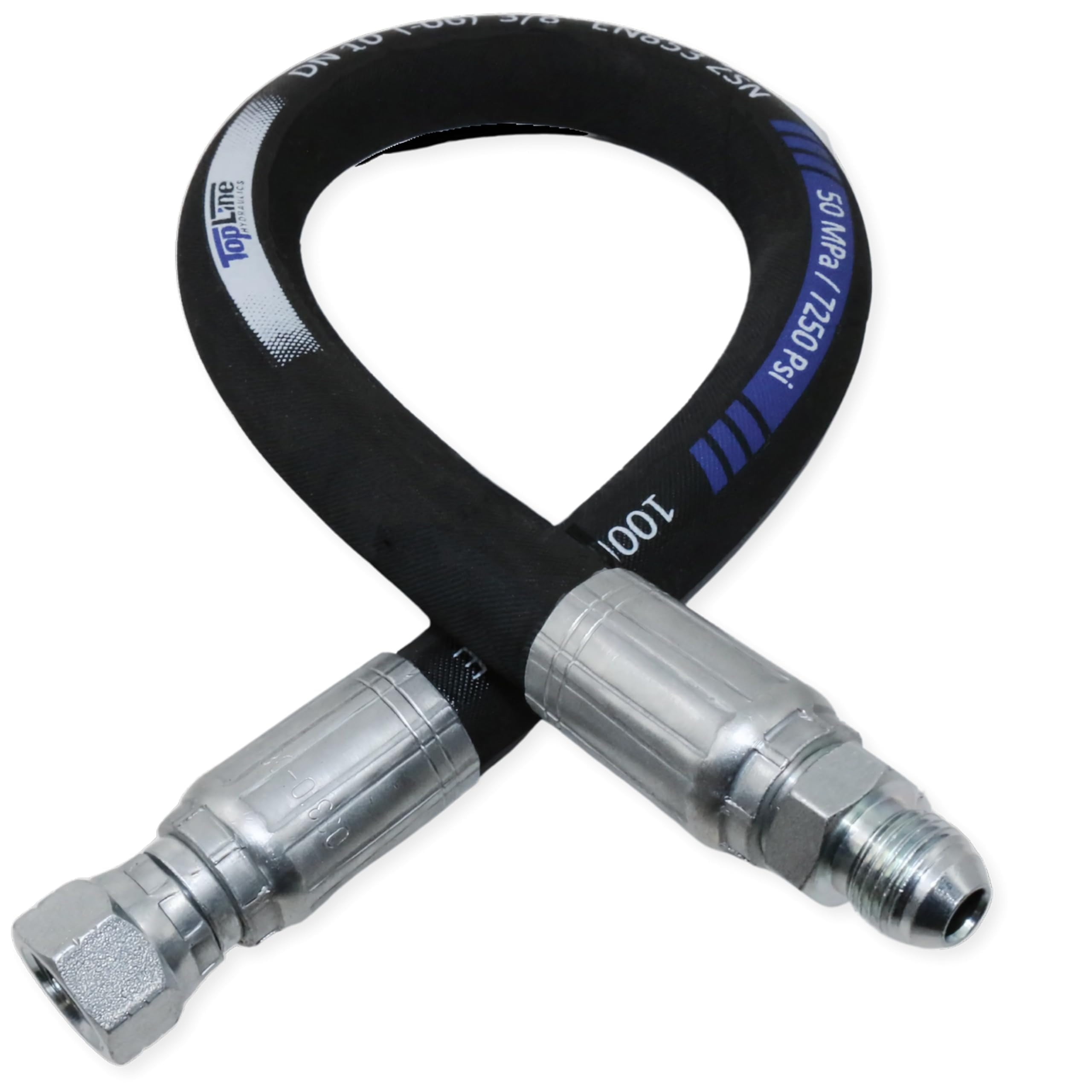 3/8" Hydraulic Hose Assembly 18 Inches – Female JIC x Male JIC, 7,250 ...