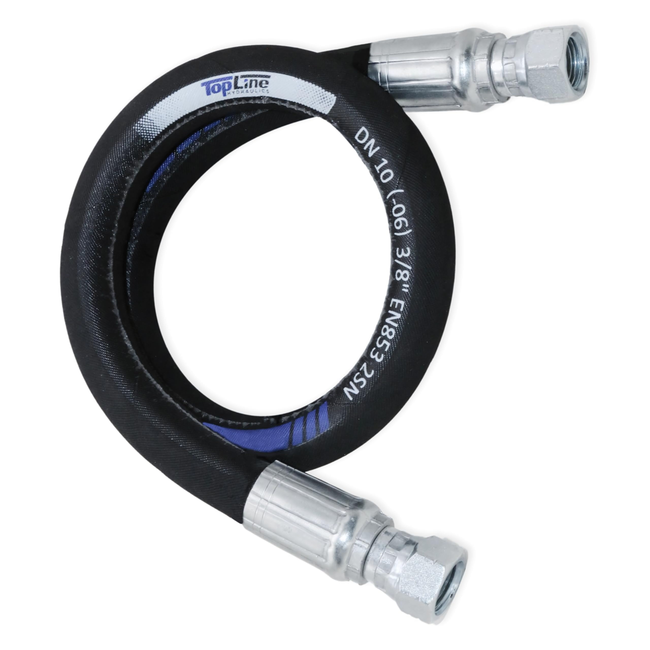 3/8" Hydraulic Hose Assembly 24 Inches – Female JIC x Female JIC, 7,250 ...