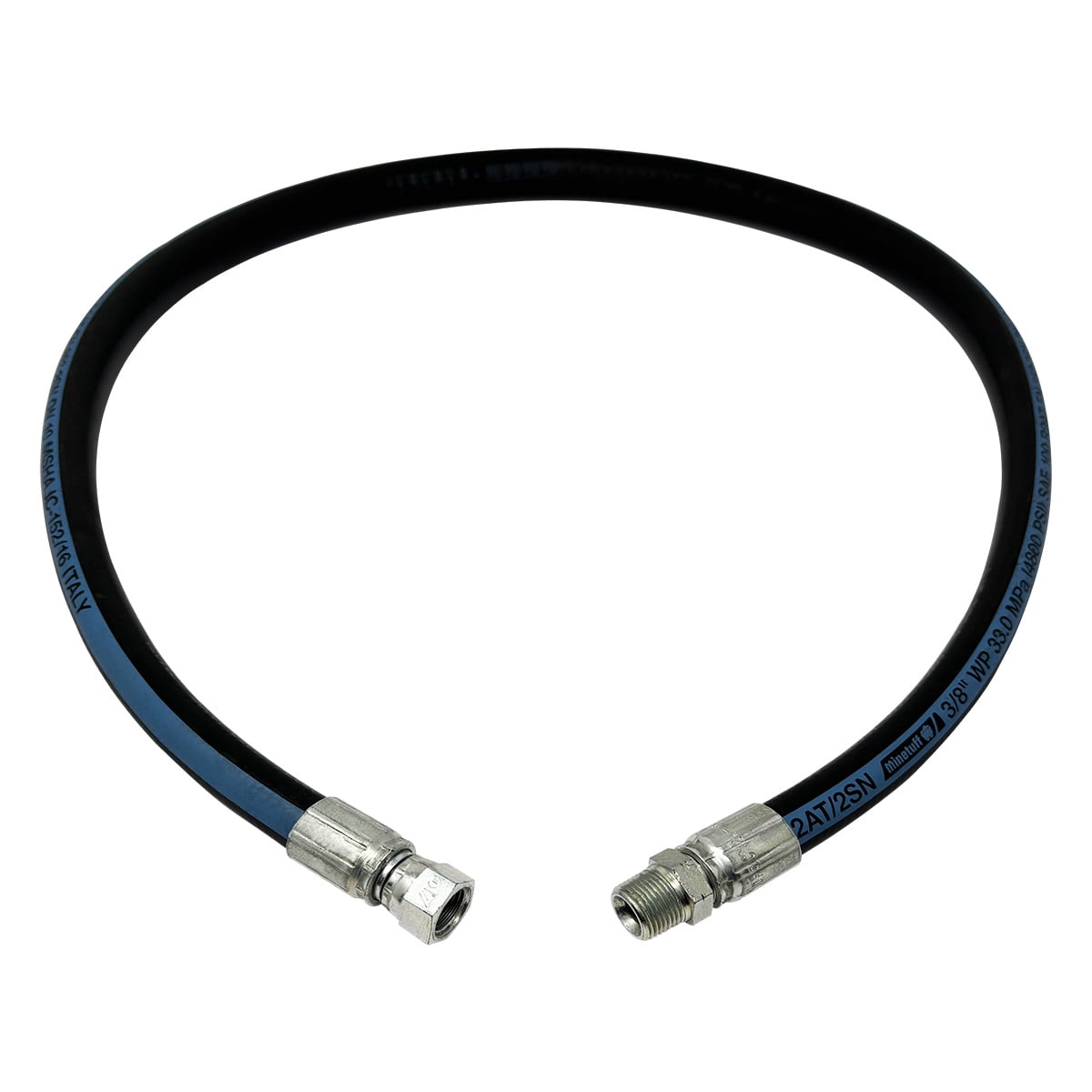 3/8" Hydraulic Hose Assembly, Double Wire Braid, Female JIC Straight ...