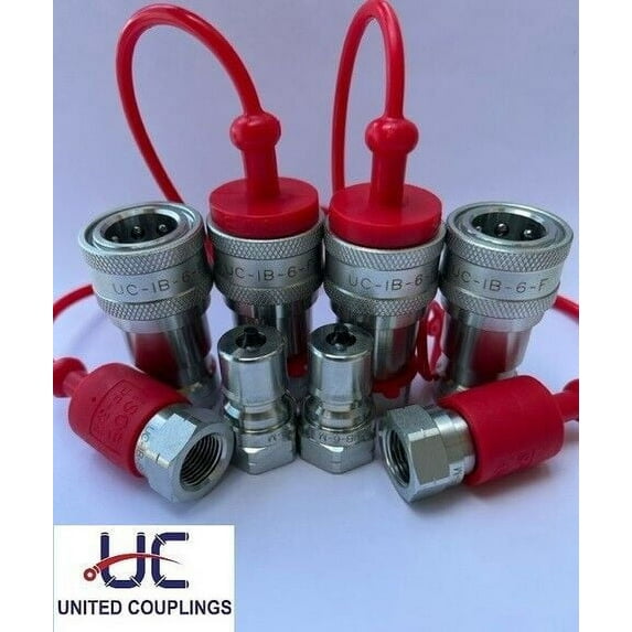 3/8 Hydraulic Quick Coupler /Coupling | ISO B 7241 | NPT | 4 sets w ...