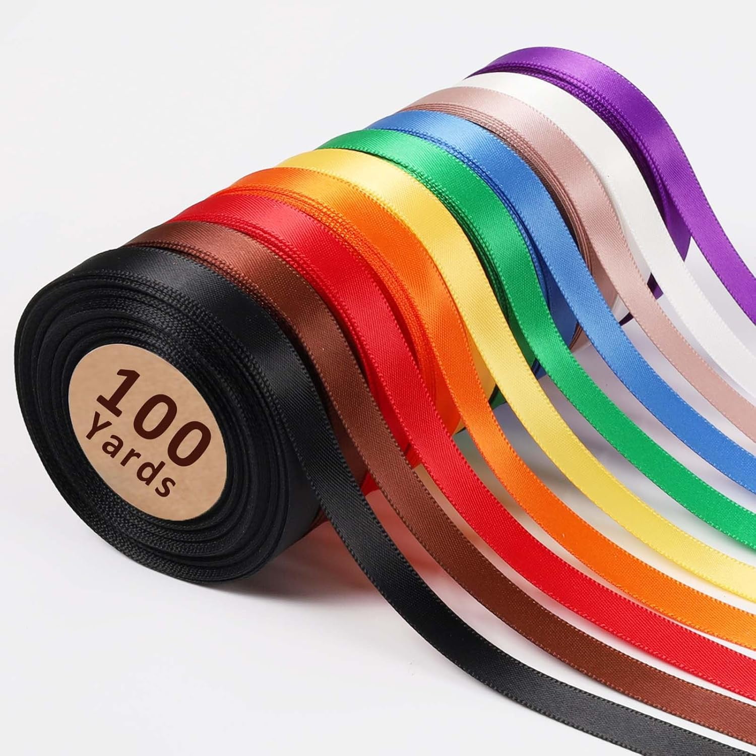 3/8 Inch 100 Yard Satin Ribbon for Crafts,10 Yd/Roll 10 Rolls Double ...