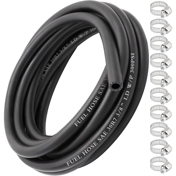3/8 Inch 25Ft Line Hose Push Lock NBR Rubber SAE 30R7 300PSI with 10 ...