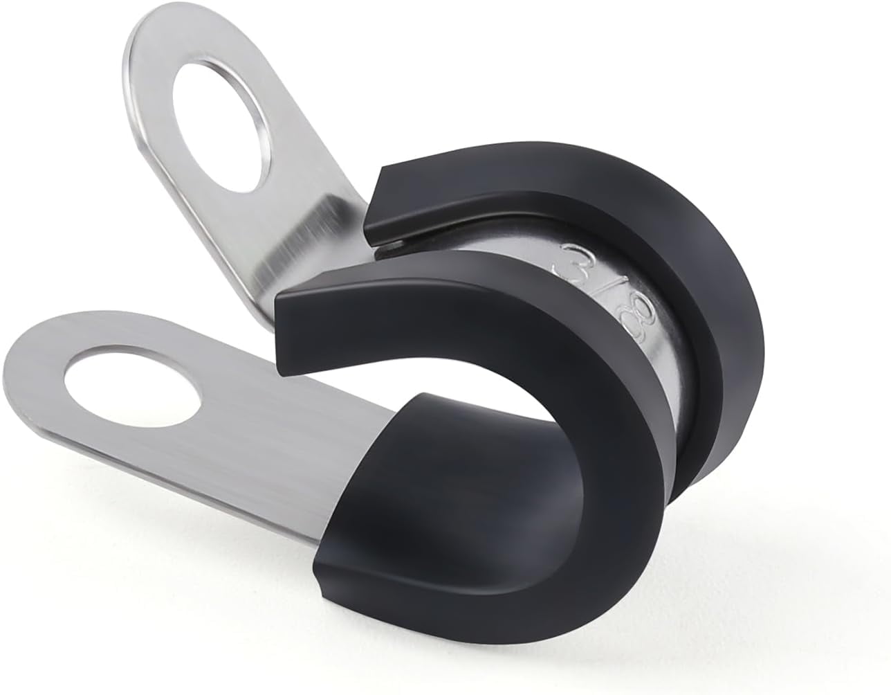 3/8 Inch Cable Clamp 20 Pack, 304 Stainless Steel Rubber Cushion ...