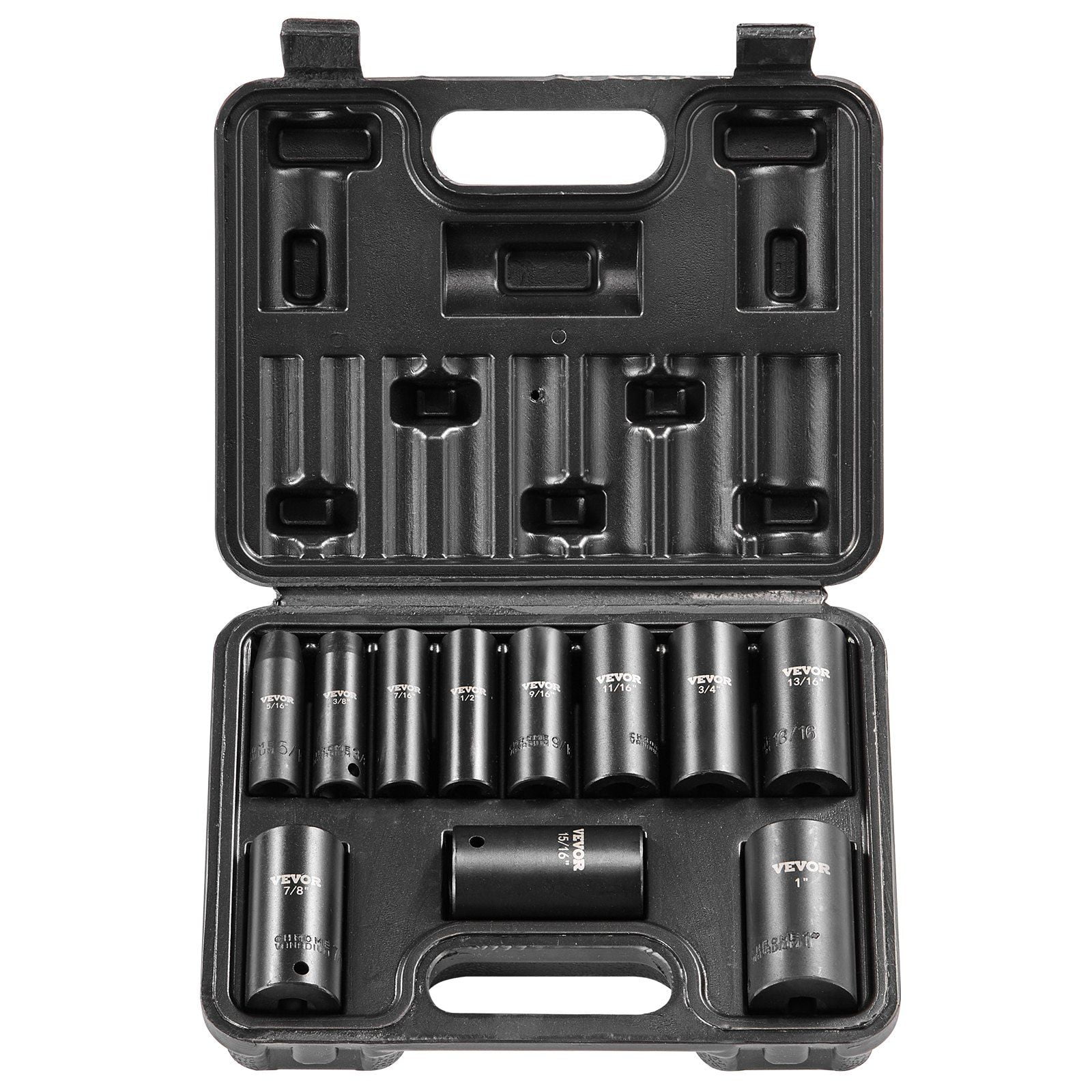 3/8 Inch Drive 11 Piece Deep Impact Socket Set SAE 5/16 to 1 Inch 6 ...
