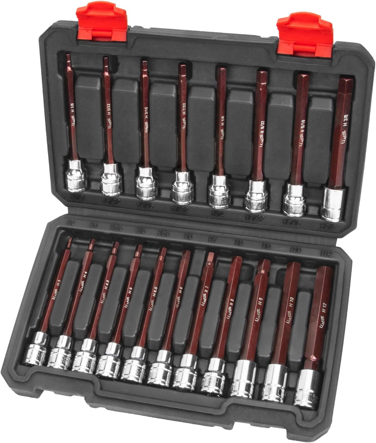 3/8 Inch Drive Long Allen Hex Bit Socket Set, 19- Hex Standard SAE ...