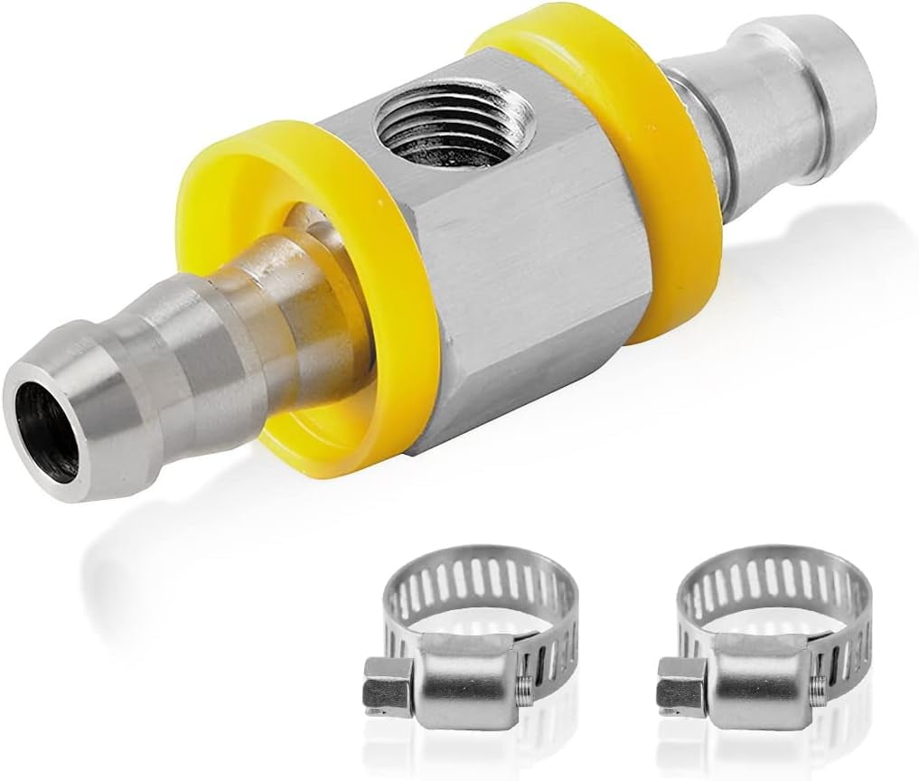 3/8 Inch Fuel Line Fuel Pressure Adapter, Barbed Push Lock T-Fitting ...