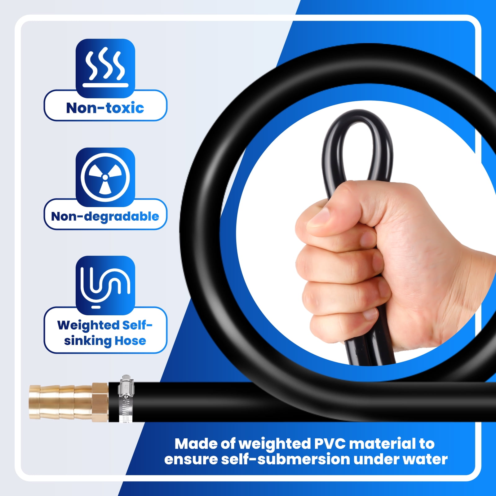 3/8 Inch Innerbore Aeration Hose with Self-Sinking Weight, 4 Stainless ...