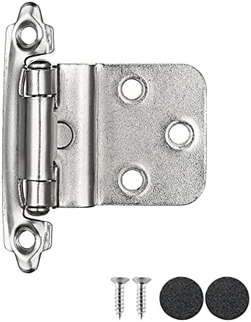 3/8 Inch Inset Cabinet Door Hinges Satin Nickel, 4 Pack 2 Pairs Flush ...