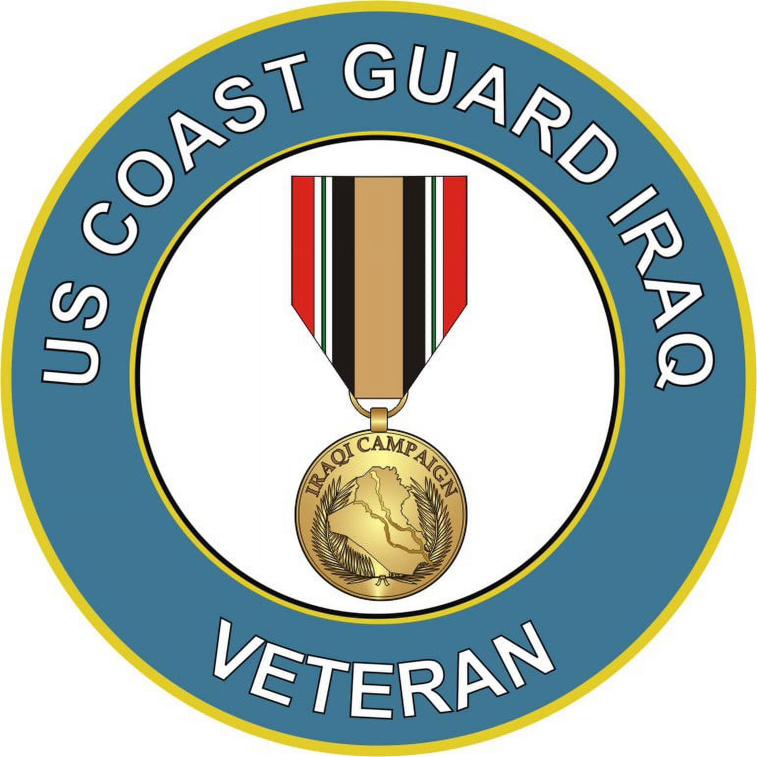 3.8 Inch U.S. Coast Guard Iraq Veteran with Medal Decal Sticker ...