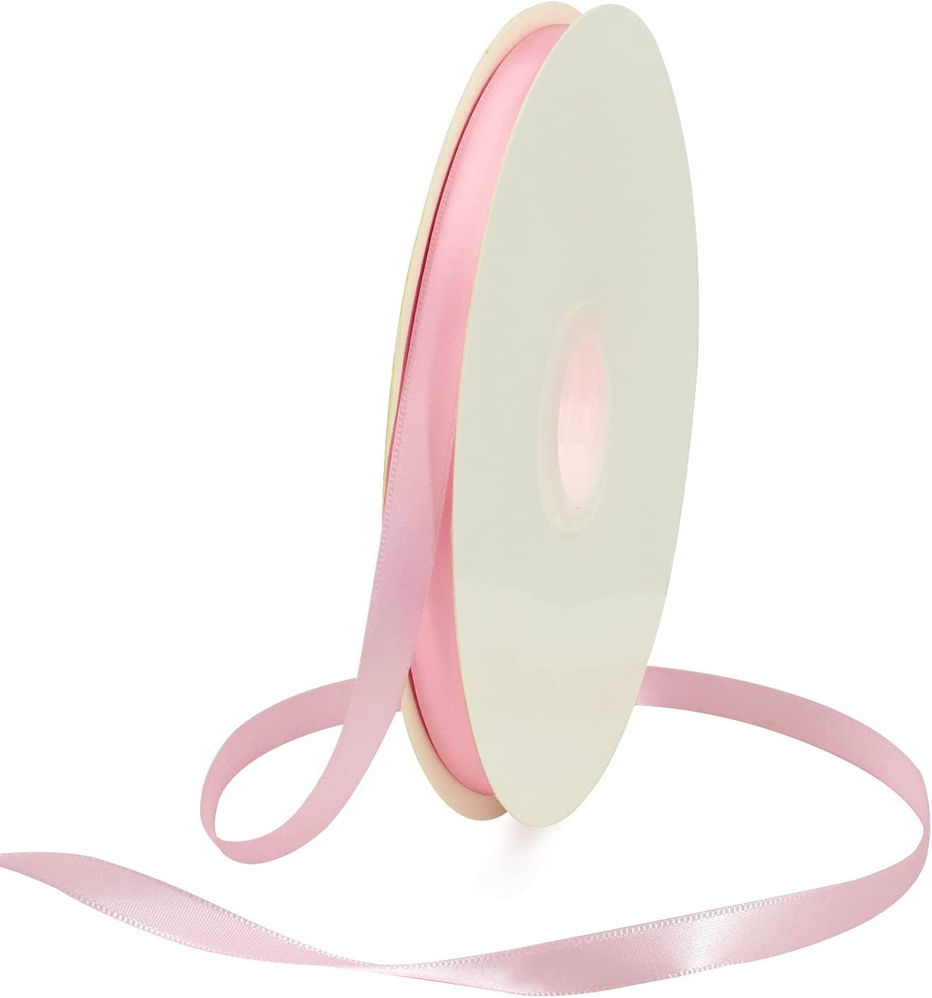 3/8 Inch x 100yd Light Pink Satin Ribbon Roll Thin Solid Fabric Ribbon ...