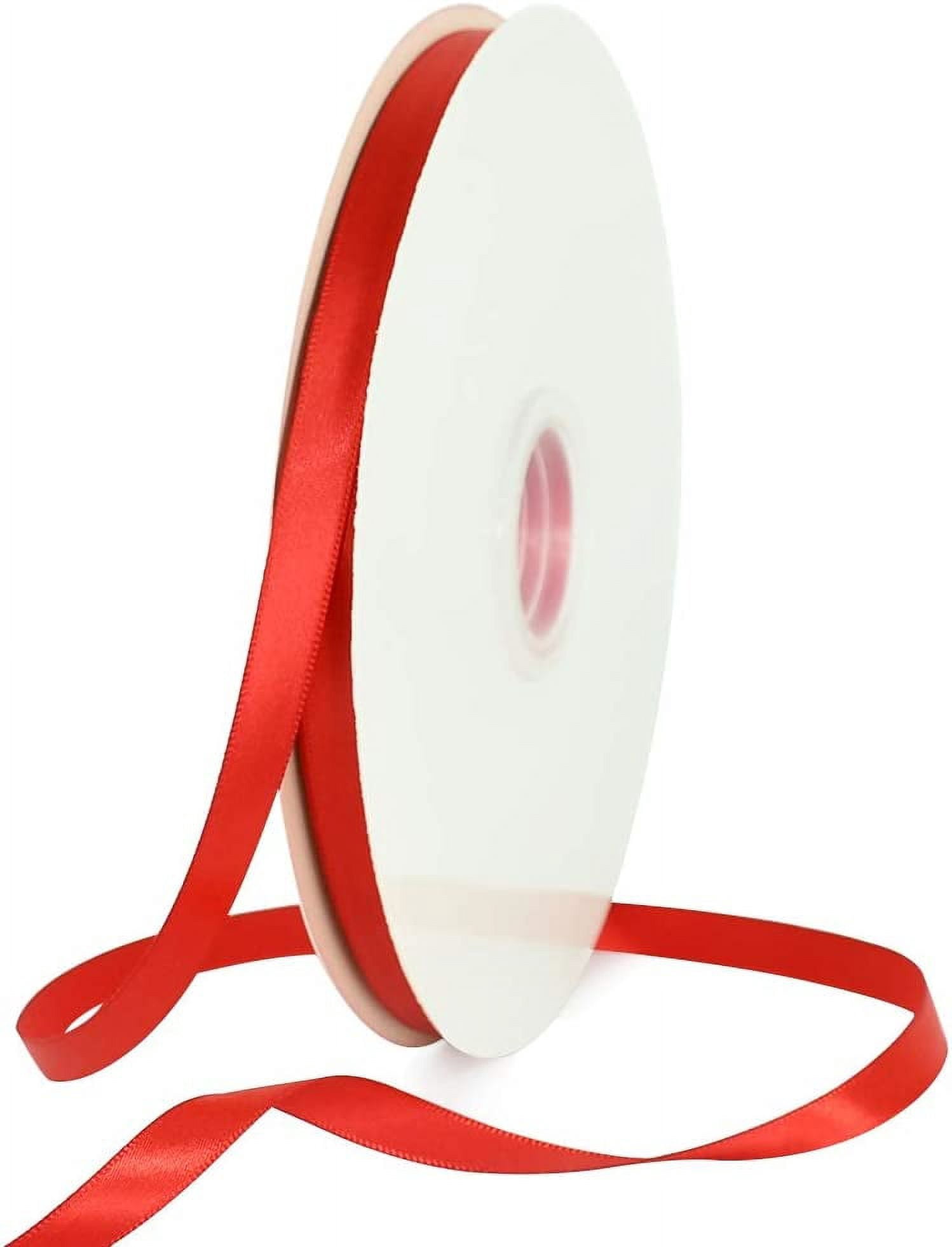 3/8 Inch x 100yds Red Satin Ribbon Roll Thin Solid Fabric Ribbon for ...
