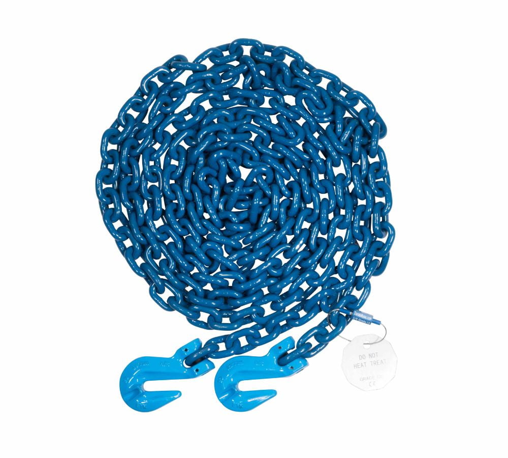 3/8 Inch x 20 FT G100 Transport Binder Chain with Clevis Grab Hooks ...