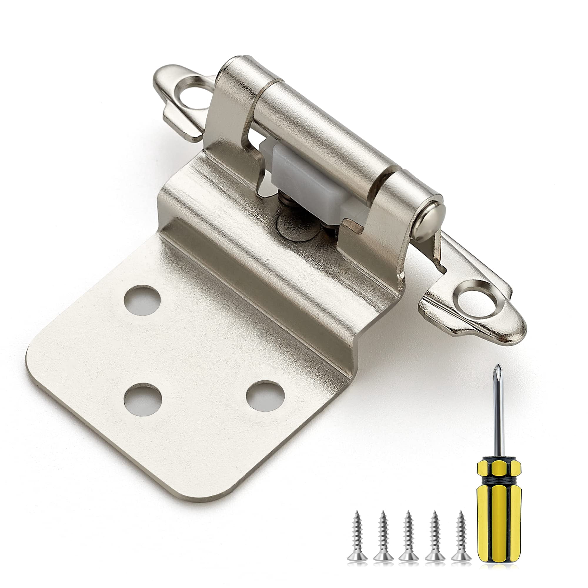 3/8" Inset Cabinet Door Hinges 20 Pack Satin Nickel Semi-concealed Face ...