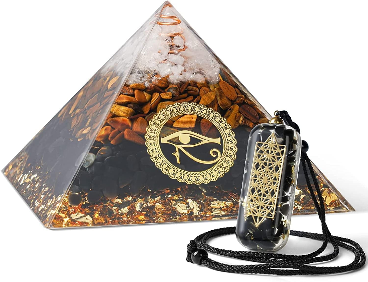 3.8" Large Orgone Pyramid, Chakra Pyramid Natural Quartz Positive ...