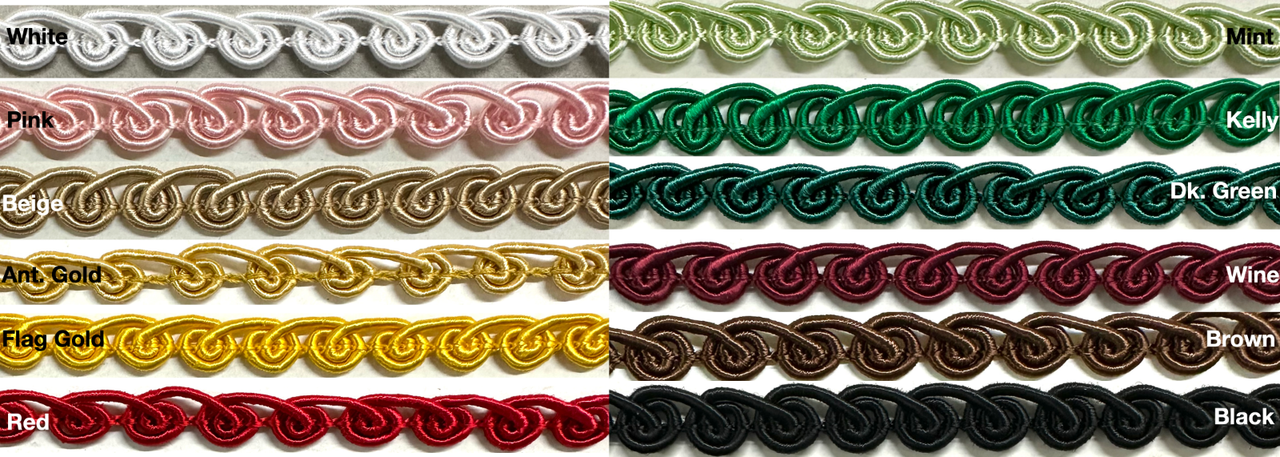 3/8" Looped Braid Gimp Sewing Trim - 12 Yards! - Color: Flag Gold ...