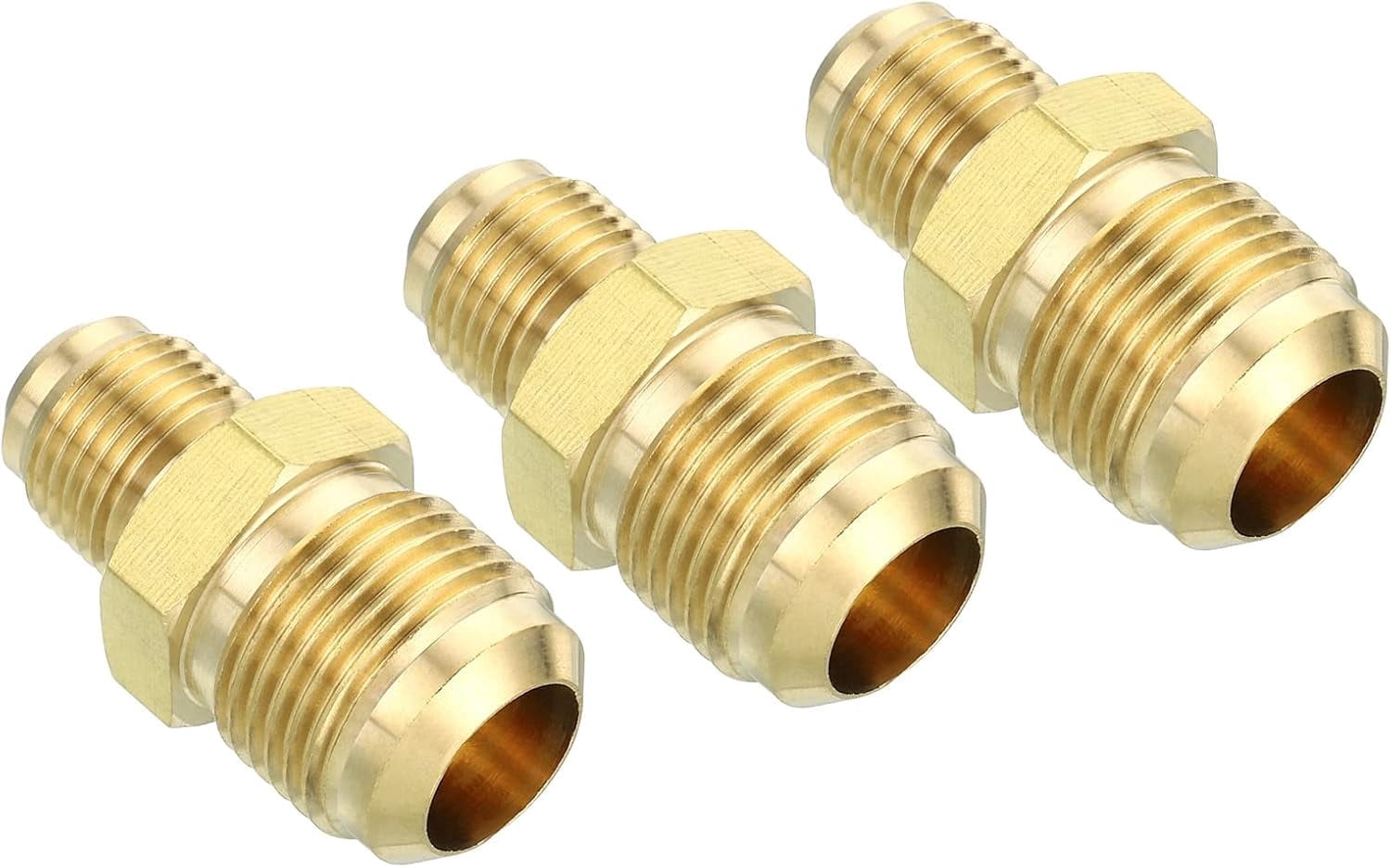 3/8" Male Flare x 1/2" Male Flare Brass Union Connector, Heavy Duty ...