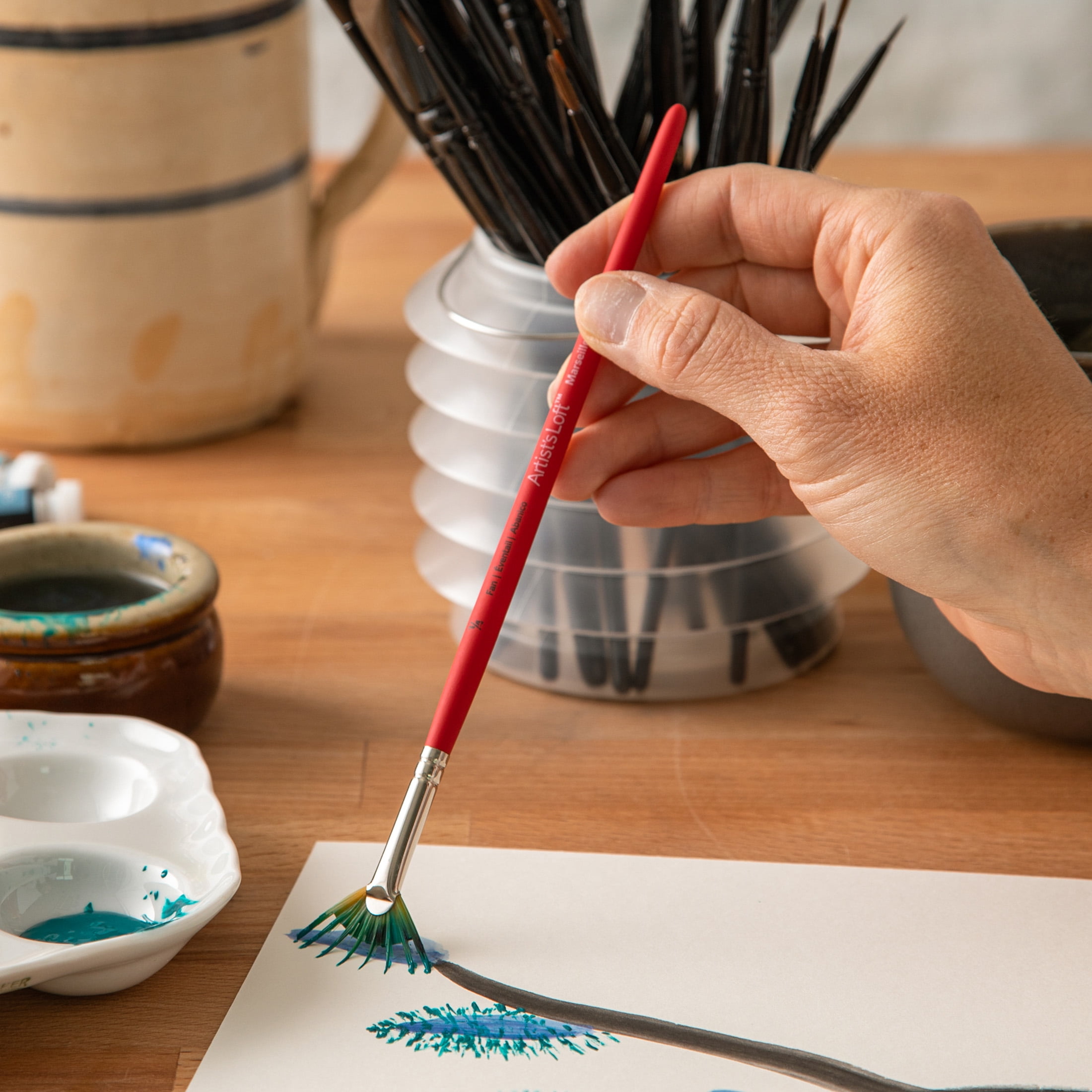 3/8" Marseille Wisp Fan Brush by Artist's Loft - Paintbrush for Stains ...