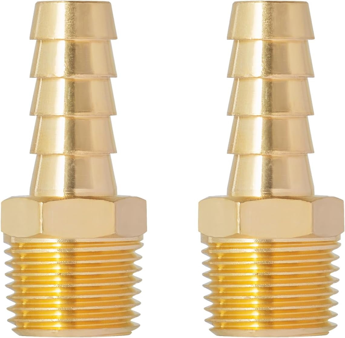 3/8'' NPT Brass Hose Barb Fittings, 3/8'' NPT Male Thread to 3/8 Inch ...