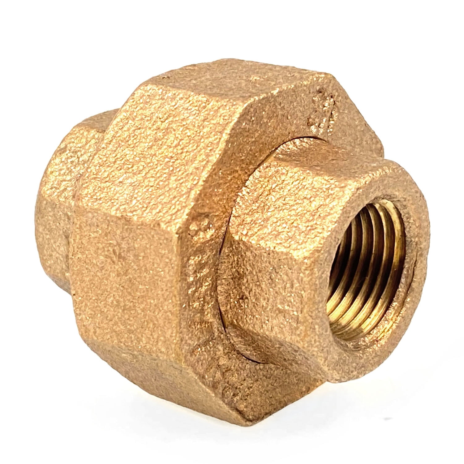 3/8" NPT Female Solid Brass Three Piece Pipe Union Fitting Adapter ...