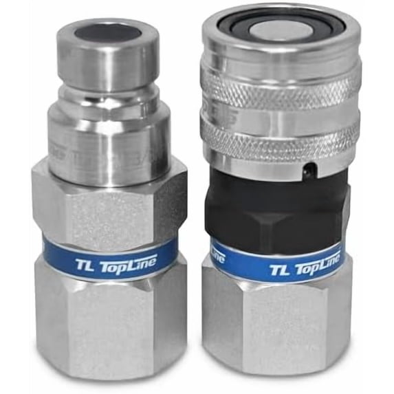 3/8" NPT Thread (TL19) Flat Face Quick Connect Hydraulic Coupler w/dust ...