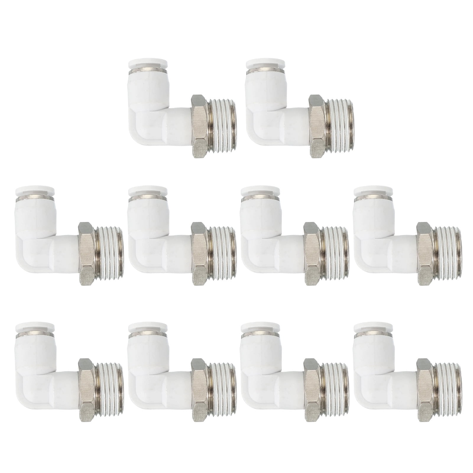 3/8"PT Push to Fitting, 10 Pack 6mm Pneumatic Air Quick Connector Male Thread 90 Degree 4mm ...