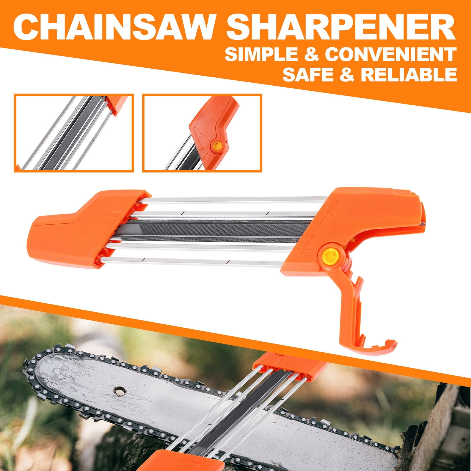 3/8" Pitch Chian 2-in-1 Metal Chainsaw File Chain Sharpener Replace For ...
