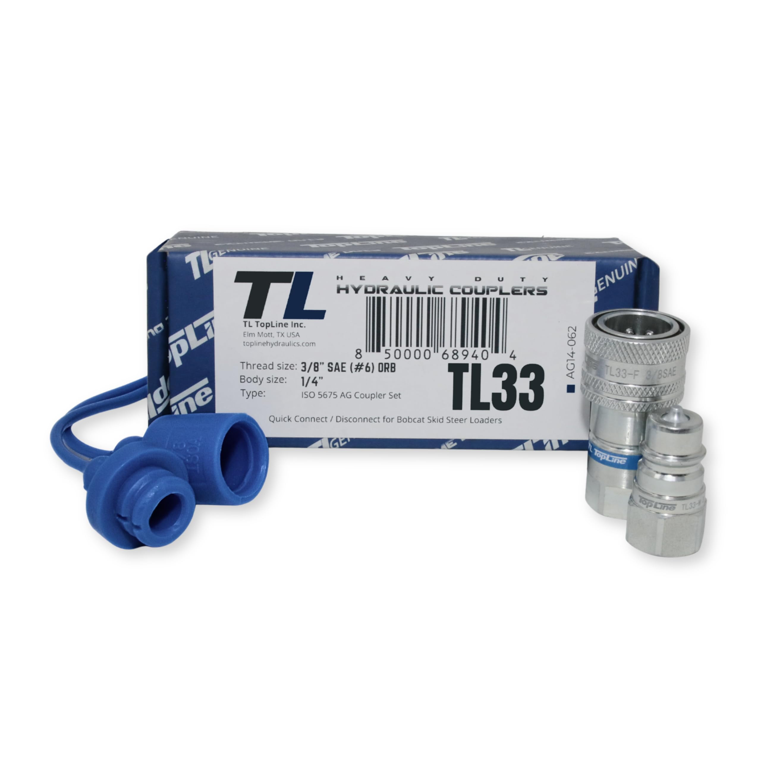 3/8" SAE Thread Ag Hydraulic Quick Connect Coupler Set | 1/4" Body Size | (9/16"-18 ORB ...