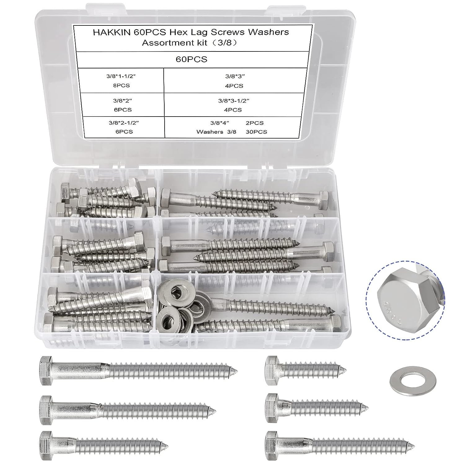 3/8" Self Drilling Tapping Screws, 60PCS Assorted Wood Screw & Bolt ...