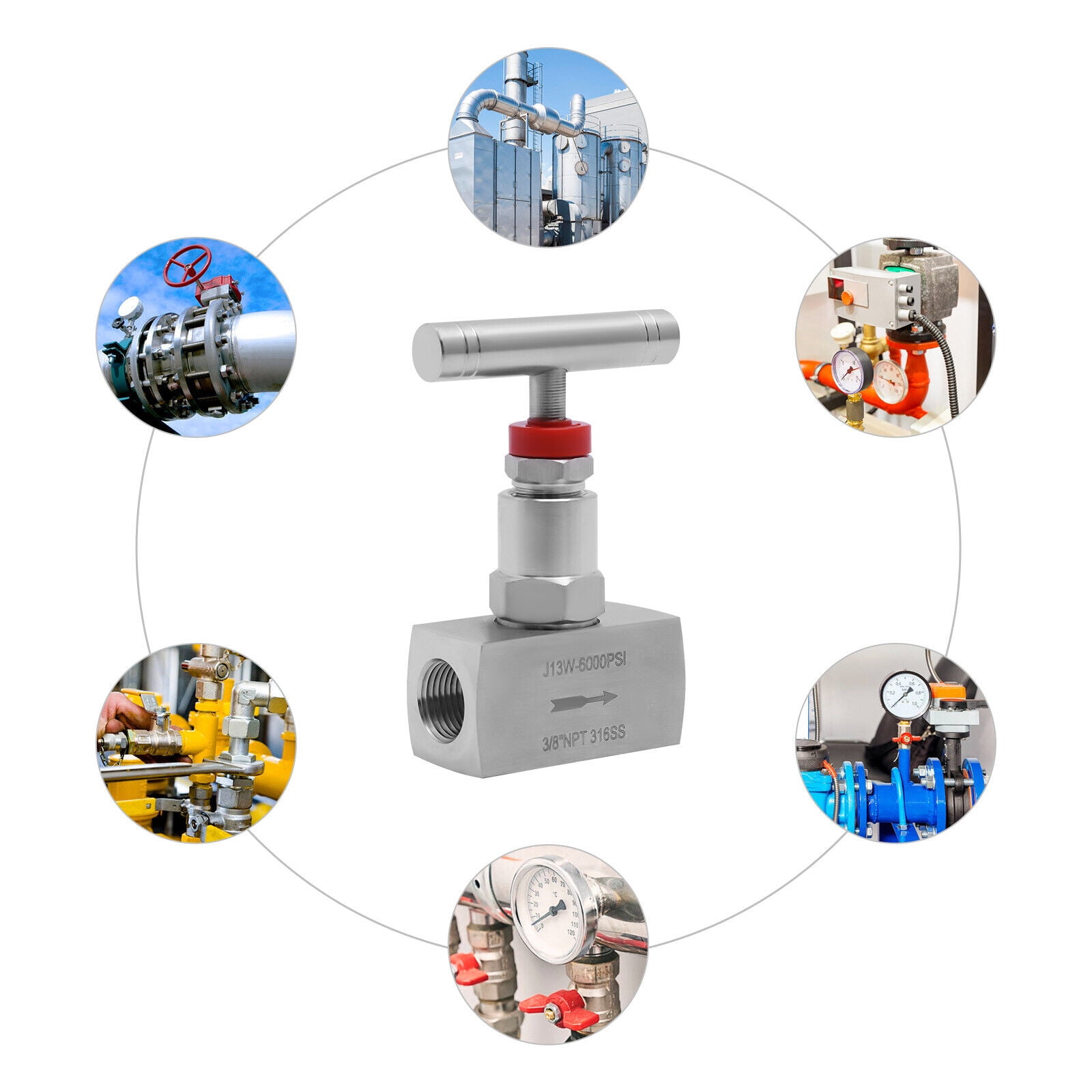 3/8 " Size Precision 316 Stainless Steel Liquid Gas Needle Valve Steam ...