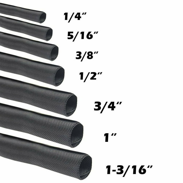 3/8'' Split Braided Wire Loom Self Wrapping Cable Sleeving Wiring Wrap ...