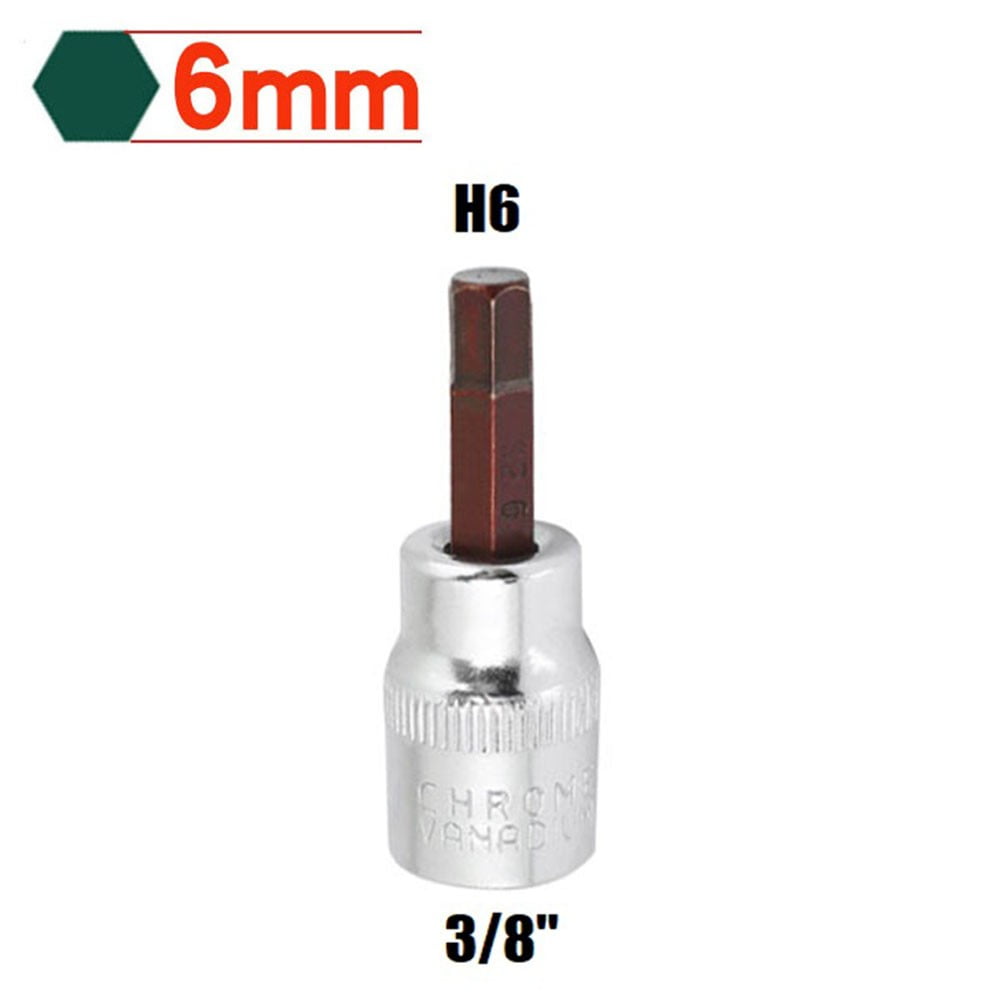 3/8 Square Drive Socket Wrench Hex Screwdriver Bits H3-10 Hexagon ...