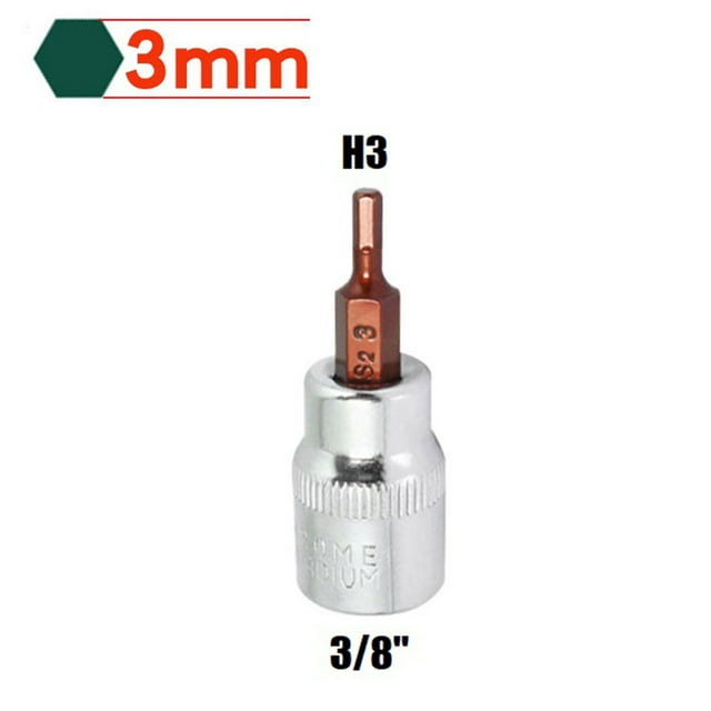 3/8 Square Drive Socket Wrench Hex Screwdriver Bits H3-10 Hexagon ...