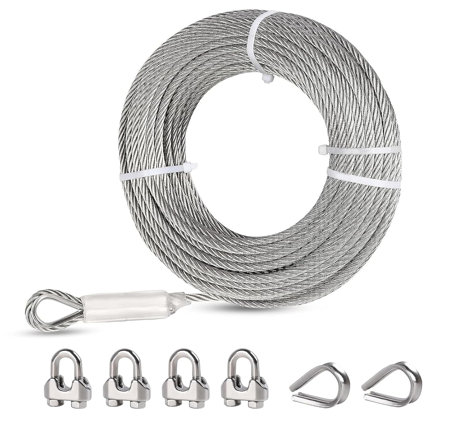 3/8" Stainless Steel Cable, 50FT Wire Rope, 7X 19 Strands Zip Line ...