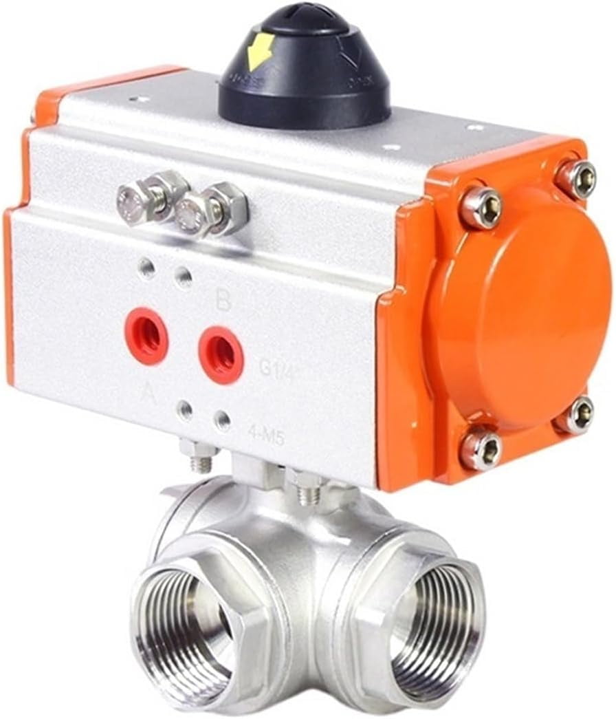 3/8" Stainless Steel Pneumatic Three Way Ball Valve Q614F-16P Three ...